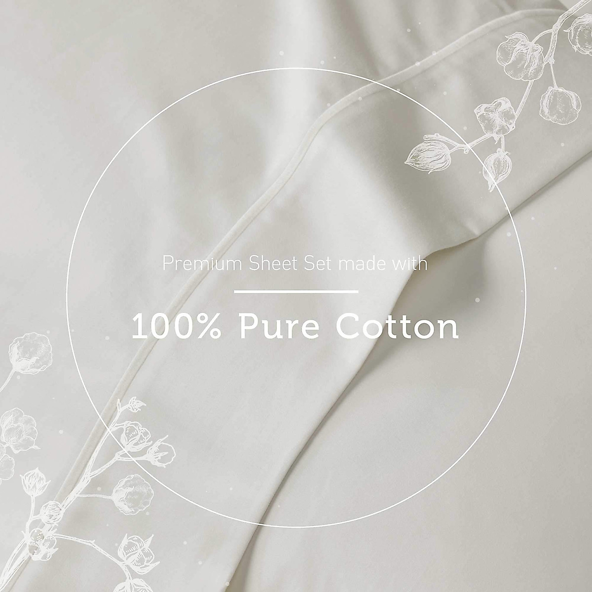 Hyde Lane 100% Cotton Ivory Boho Bedding Set King Size, Included Duvet Cover、Fitted Sheet、Flat Sheet 、Shams