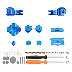 eXtremeRate Chameleon Purple Blue Glossy Custom Full Set Buttons for Gameboy Advance SP, Replacement A B L R Button Power On Off Volume Button D-pad Key for GBA SP Console - Console NOT Included