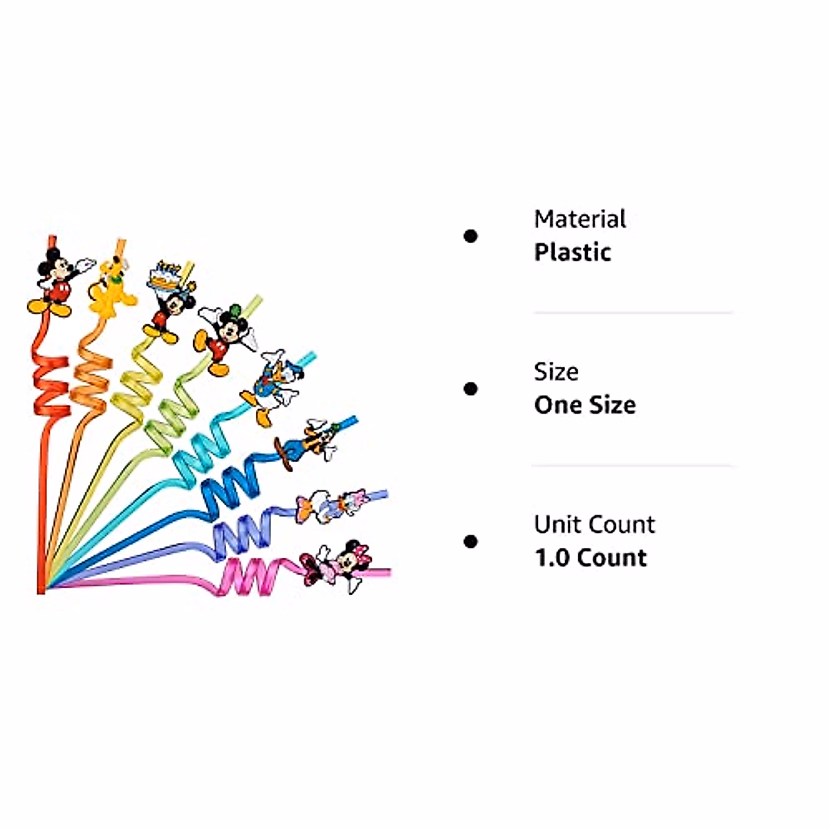 NITELUO 24Pcs Mickey Birthday Party Supplies Reusable Drinking Straws,8 Designs Mickey Themed Party Favors with 2 Cleaning Brushes