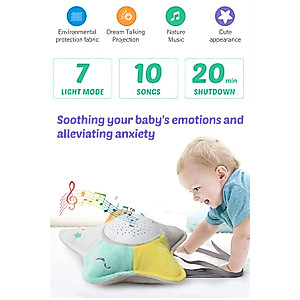Konig Kids Baby Musical Sleep Soothers with Star Projector, Travel Soothing Sound Machine, Portable Plush Sleep Aid for Toddlers with Soothing Night Light, 10 Lullabies, White Noise, Auto Power Off