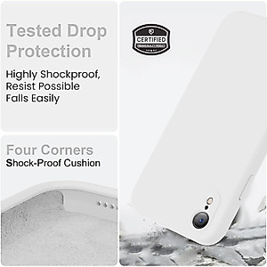 Vooii Compatible with iPhone XR Case, Upgraded Liquid Silicone with [Flat Edges] [Camera Protection] [Soft Anti-Scratch Microfiber Lining] Phone Case for iPhone 10 XR 6.1 inch - White