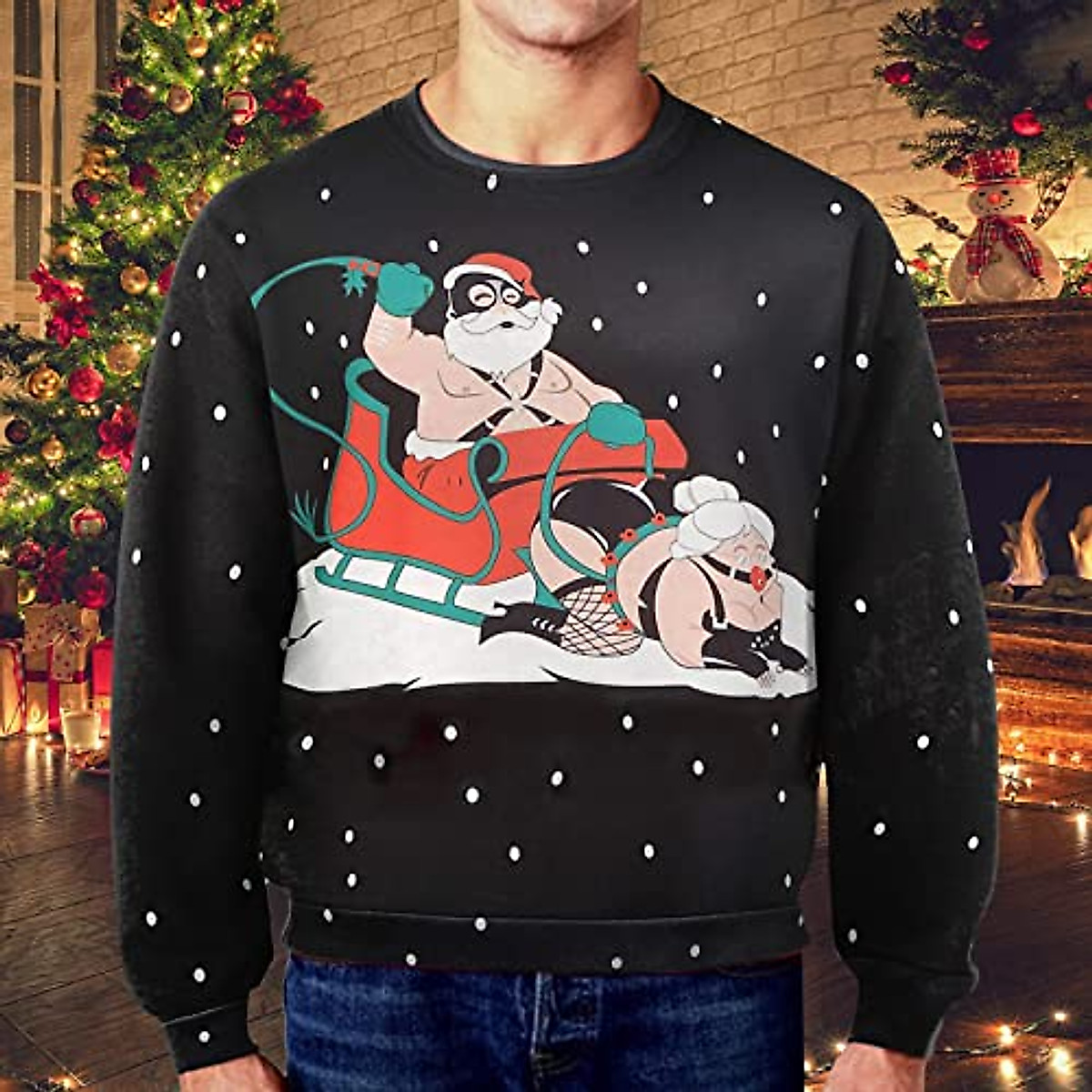 Christmas Sweatshirts For Men Crewneck Long Sleeve Funny Top Holiday Pullover 3D Printed Graphic Sweatshirts