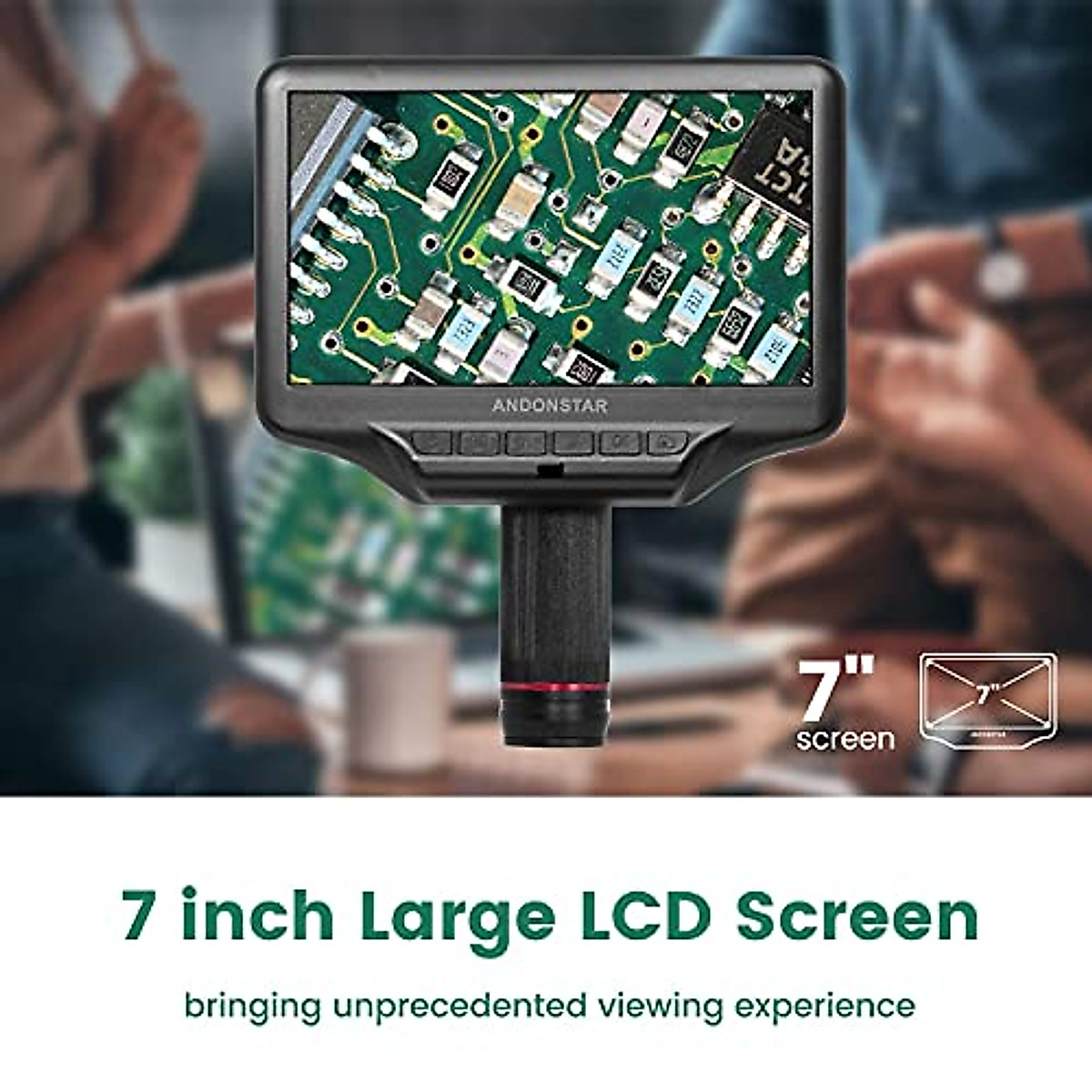 Andonstar AD407 1080P 3D HDMI 4MP Soldering Digital Microscope with 7-inch HD LCD Display and 270X Magnification Portable Tool for PCB Phone Repair, DIY Electronics and SMD/SMT/BGA