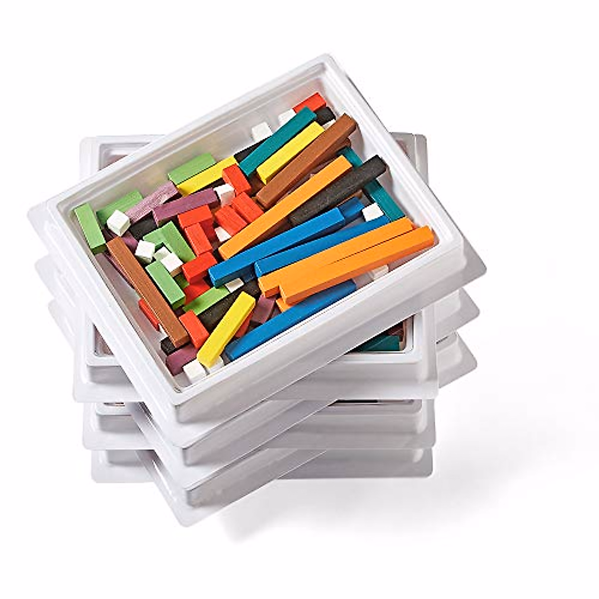 hand2mind Wooden Cuisenaire Rods with Trays, Math Manipulatives, Montessori Math Rods, Math Counters, Math Blocks, Counting Blocks, Montessori Math, Fraction Bars, Number Rods (Set of 6)