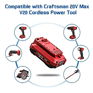 2 Pack 3.0Ah 20 Volt CMCB202-2 Battery Replacement for Craftsman V20 Lithium ion Battery Compatible with Craftsman 20V Battery Lithium ion CMCB201 CMCB202 CMCB202-2 CMCB204 CMCB204-2 CMCB205 CMCB206