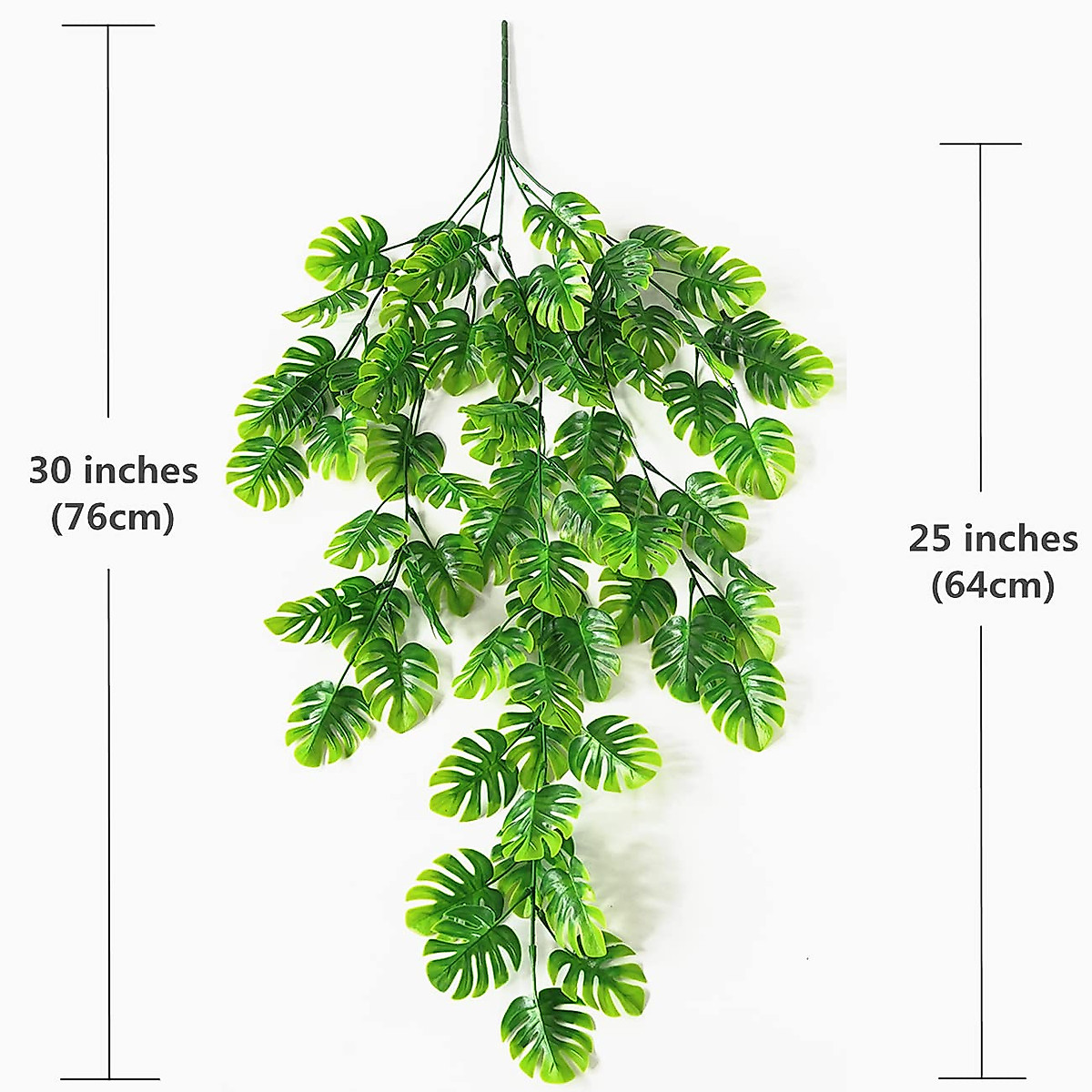 LOVENIMEN Artificial Hanging Vines 4 Pack, Fake Monstera Leafs Vine Ivy Jungle Leaf Plants Tropical Palm Leaves Rattan for Houseplants Indoor Home Kitchen Garden Outdoor Wall Wedding Decoration