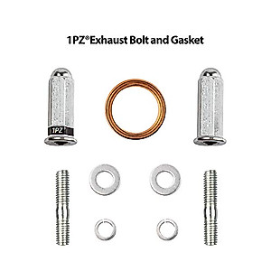 1PZ EBG-SL1 Exhaust Bolt and Gasket for GY6 50 cc 70cc 90 cc 110cc 125 cc 150cc Scooters ATVs Go Karts Moped Quad 4 Wheeler Dune Buggy Sandrail Taotao Sunl Coolster Jonway Roketa (Silver)