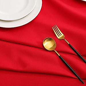 Hooshing Red Square Tablecloth 60 x 60 Inch Wrinkle Resistant Washable Polyester Table Cloth Waterproof and SpillProof Decorative Table Cover for Dining Table Buffet Parties and Camping