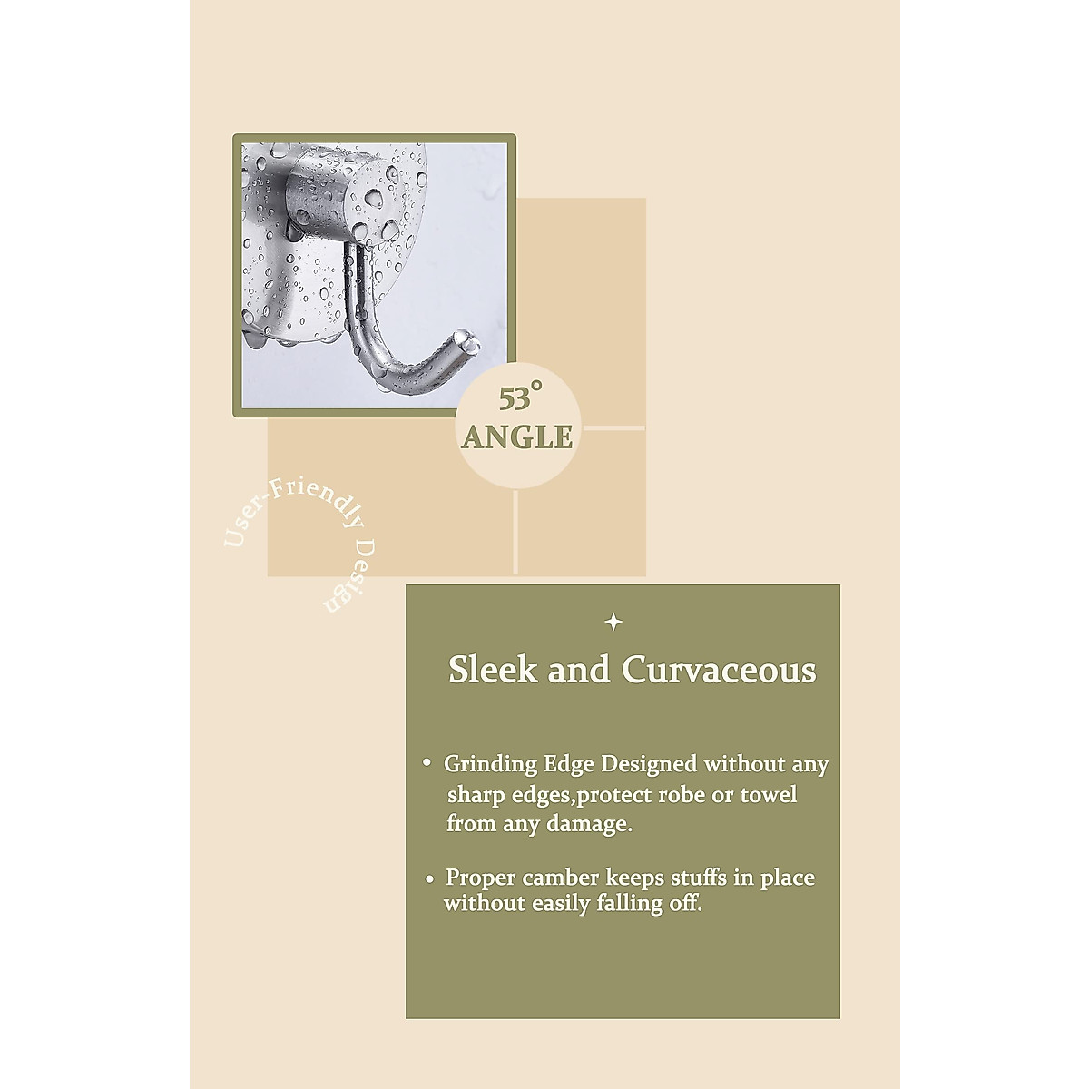 Towel Hooks for Bathroom 2 Pack (Brushed Nickel) - Shower Suction Hook Loofah Bathrobe Cup Heavy Duty Glass Windows Tile Door 304 Stainless Steel Bathroom Hooks