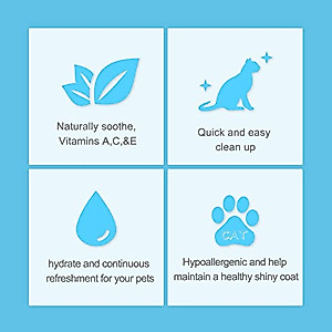 WHOMASS Pet Wipes for Dog and Cat，6" x 8“ Standard Cleans Ears,Face,Paws,Butt,Body and Eye-Multipurpose Grooming Wipes (100 Count)