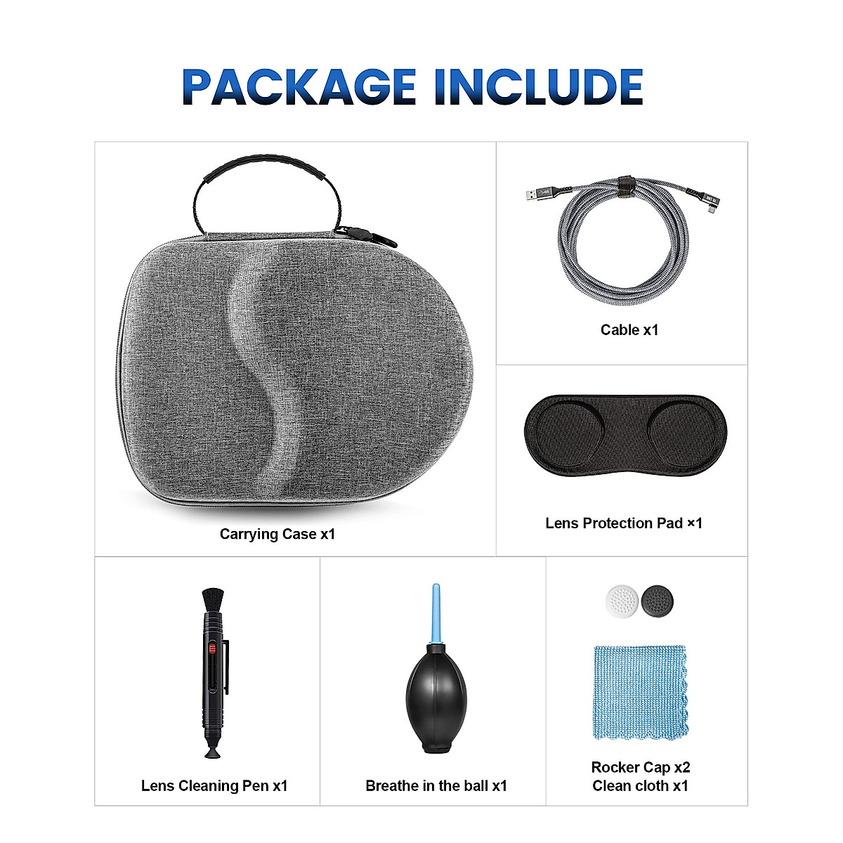 DEVASO Carrying Case for Oculus Meta Quest 2/Quest Pro, 6 in 1 Large Capacity Travel Case Storage with 20FT Link Cable, VR Headset Cleaning Kit, Lens Protector, Suitable for Travel and Home Storage