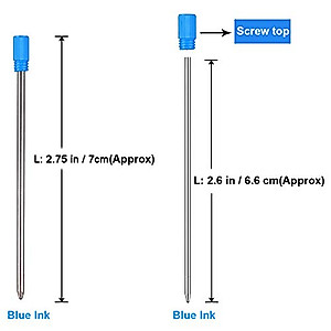 D1/ 2.75" Ballpoint Pen Refills for Penyeah 4-in-1 Stylus/Diamond Stylus/Lighted Tip Pen/Led Pen Light or Other Brands,0.7mm Fine Point (Pack of 12, Blue Ink)