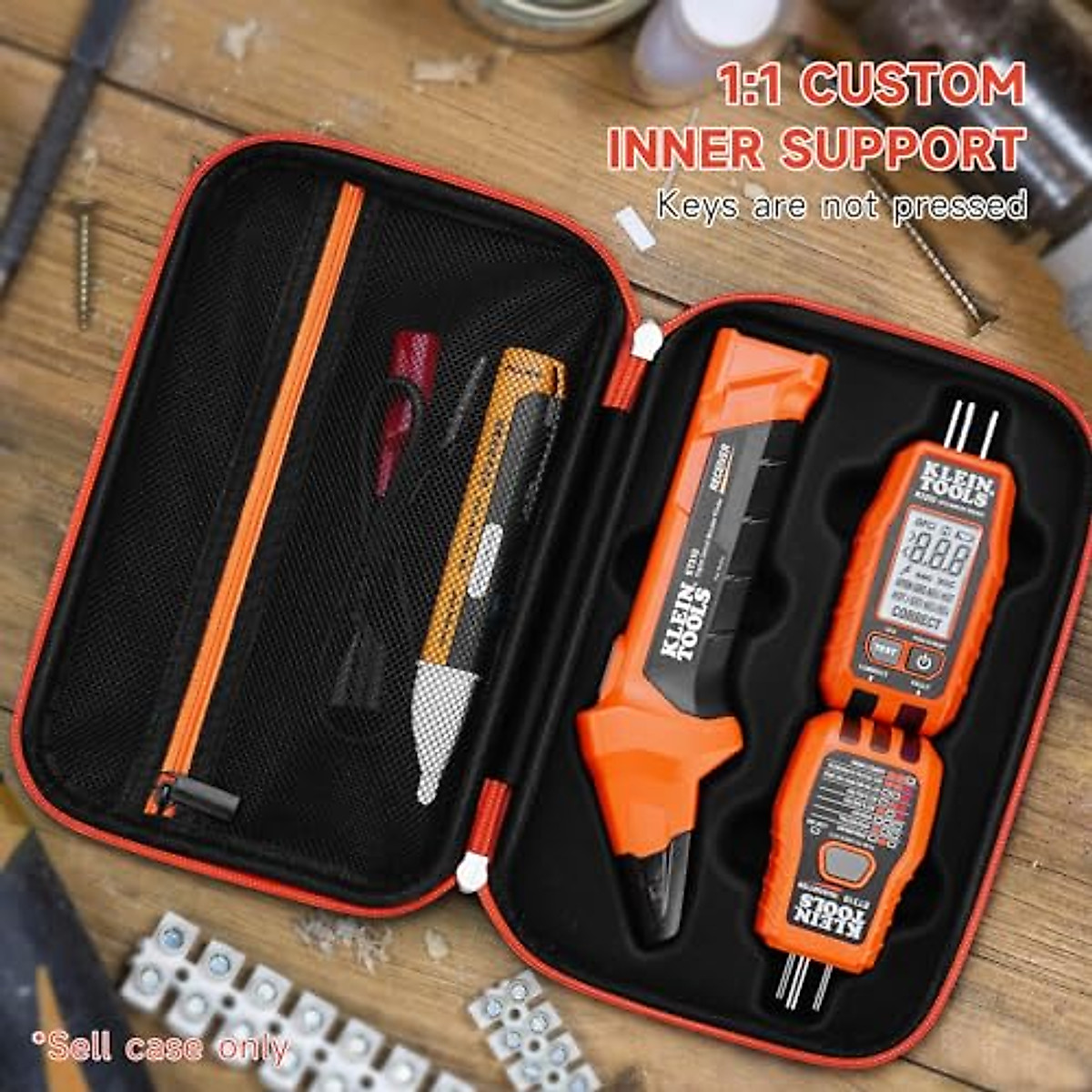 KingSung Hard Case Compatible with Klein Tools ET310 AC Circuit Breaker Finder, 80041 Outlet Repair Tool Kit and RT250 Integrated GFCI Receptacle Tester Accessories,with Smooth Double Zip（Only Case）