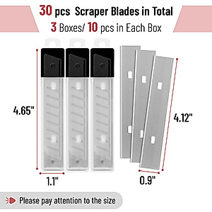 Bates- Replacement Scraper Blades, 4 Inch, 30 Pcs, Stainless Steel Razor Blades, Scraper Blades, Floor Scrapper Blade, Replacement Razor Blades, Paint Scraper Blades, 4 Inch Scraper Blades