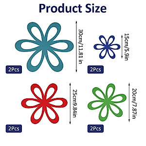 Oruola 8Pcs Pan Protectors,4 Different Sizes Color Flower Pan Protectors for Stacking,0.08In Thickness Felt Pot Protectors for Stacking and Protecting Glassware, Cookware and More,6In 8In 10In 12In
