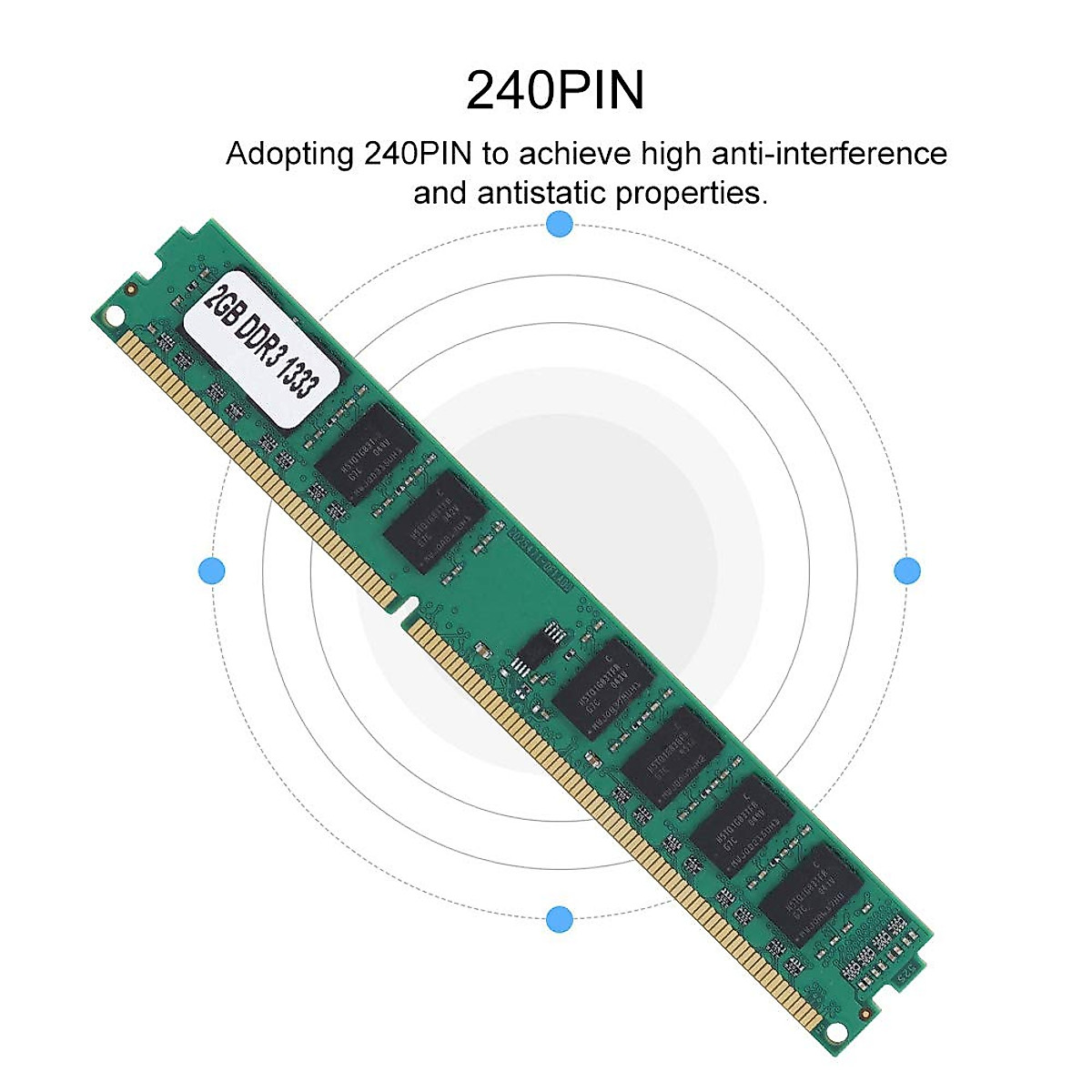 Focket Memory Upgrade RAM,2GB 1333MHz DDR3 Memory Data Transmission 240pin DDR3 2GB 1333MHz for Intel/AMD