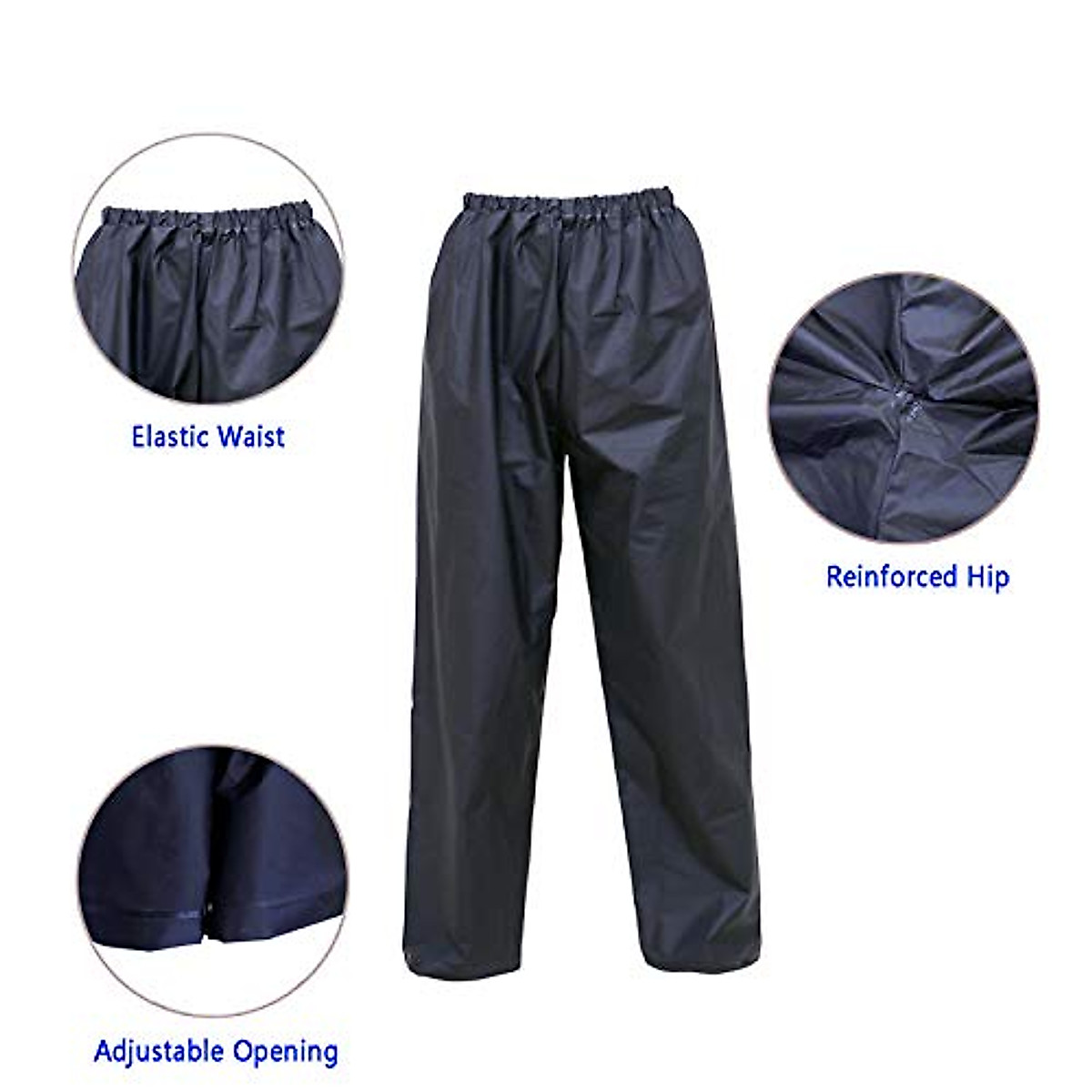 Niruoxn Rain Suit for Men Women Waterproof Ultra-Lite Rain Coat with Pants Reusalbe Portable(Black,Large)