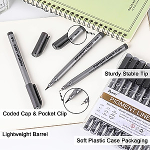 Dyvicl Black Micro-Pen Fineliner Ink Pens, Pigment Liner Multiliner Pens Micro Fine Point Drawing Pens for Sketching, Anime, Manga, Artist Illustration, Journaling, 9 Pieces