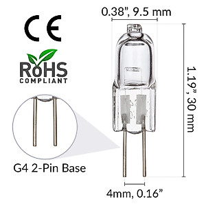 Simba Lighting Halogen G4 T3 20 Watt 280lm Bi-Pin Bulb (10 Pack) 12 Volt A/C or D/C for Accent Lights, Under Cabinet Puck Light, Chandeliers, Track Lighting, 20W 12V 2 Pin JC Warm White 2700K Dimmable