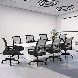 Topeakmart Executive Desk Chair Ergonomic Office Chair Swivel Mesh Back Task Computer Chair with Adjustable Height Armrest for Home Office Conference and Study Room, Black