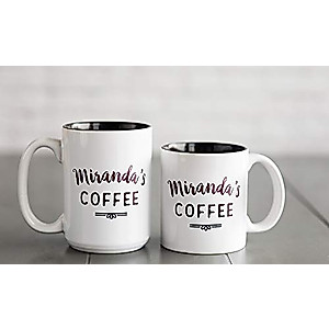 Personalized Coffee Mug with Name 15 oz, Custom Cup for Men and Women Best Friends (Miranda’s Coffee Design) - Perfect Christmas Present, Stocking Stuffers for Her