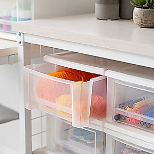IRIS USA 7 Qt. Plastic Stackable Storage Drawers, Small, 4 Pack, Multi-Purpose Bins for Bedroom, Bathroom, Closet, Craft Room, Garage, Kids Room, Office, Pantry, Under Sink, White