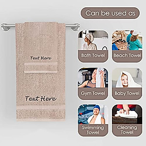 Personalized Towels Set - 3 Pack Super Soft & Absorbent Turkish Cotton Towels for Bathroom, Spa, Gym, Pool and Hotels - Includes 1 Bath Towel, 1 Hand Towel, 1 Washcloth - Lavender Towel Set