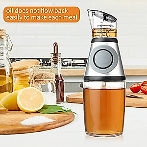 Oil dispenser bottle for kitchen,Olive Oil Dispenser,Superior Glass Oil and Vinegar Dispenser with Measuring,8.5 Oz Wide Opening Oil Dispenser Bottle for Kitchen, Cooking,BBQ,Salads,Baking Frying