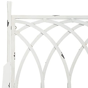 SAFAVIEH Outdoor Collection Medrano Victorian Antique White Wrought Iron Rocking Chair