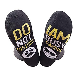 Do Not Disturb I'M Busy Gaming Socks, Funny Novelty Gamer Socks Gifts for Kids Teen Boys Mens Womens Game Lovers