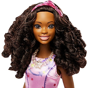 Barbie: My First Barbie Preschool Doll, "Brooklyn" with 13.5-inch Soft Posable Body, Deluxe Party & Bedtime Clothes & Accessories, Black Hair