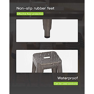 FDW Set of 4 Metal Bar Stools 24 Inches Counter Barstools Indoor/Outdoor Stackable Modern Metal Bar Stools Kitchen Counter Stools Chairs (Gun)