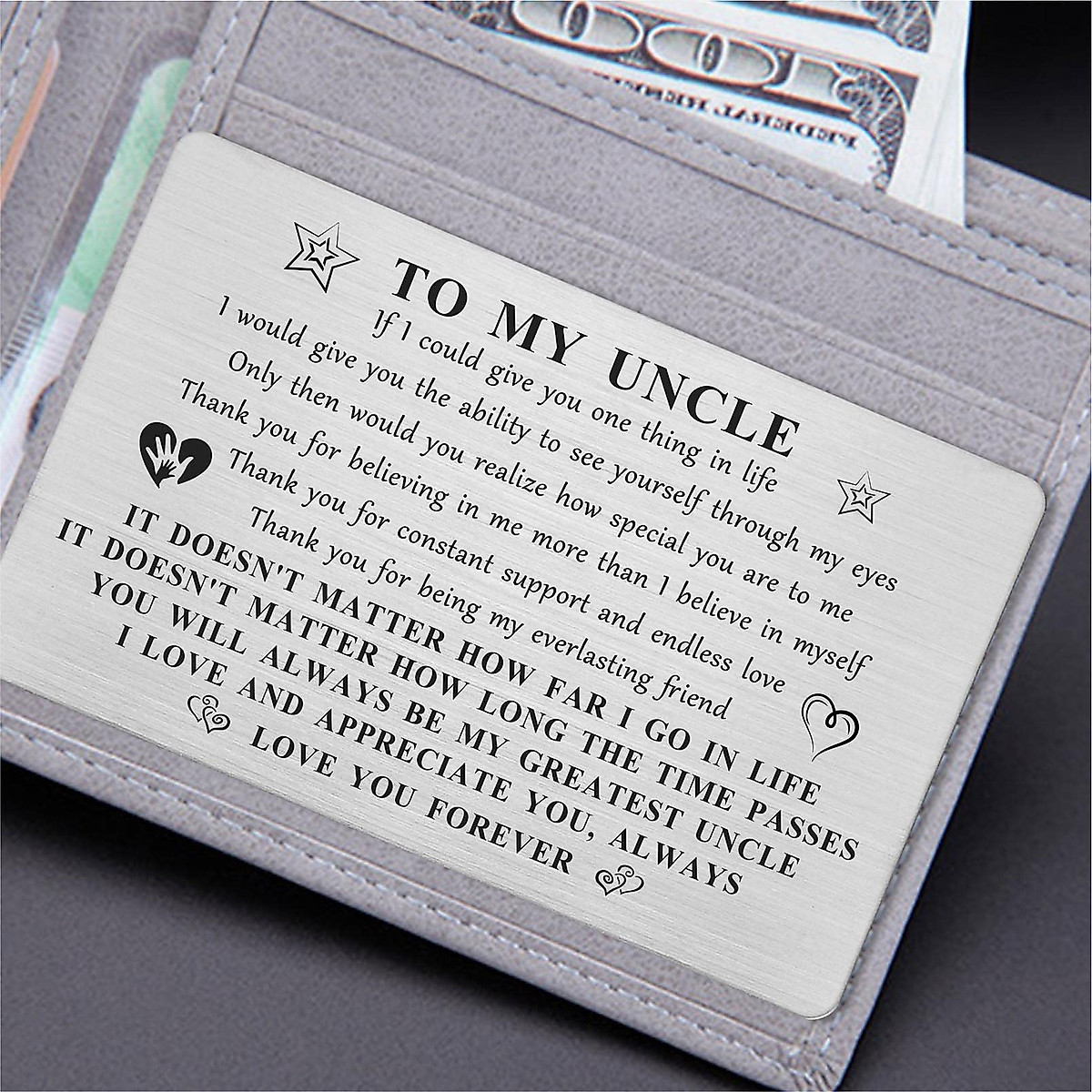 Yobent My Uncle Gifts for Men, Happy Uncle Birthday Card from Niece Nephew, Personalized Christmas Thank You Uncle Gift, I Love My Uncle Wallet Card