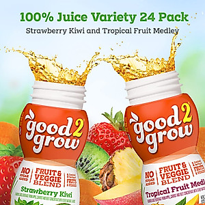 good2grow Strawberry Kiwi and Tropical Fruit Medley Juice 24-pack of 6-Ounce BPA-Free Juice Bottles, Non-GMO with Full Serving of Fruits and Vegetables. SPILL PROOF TOPS NOT INCLUDED (Pack of 24)