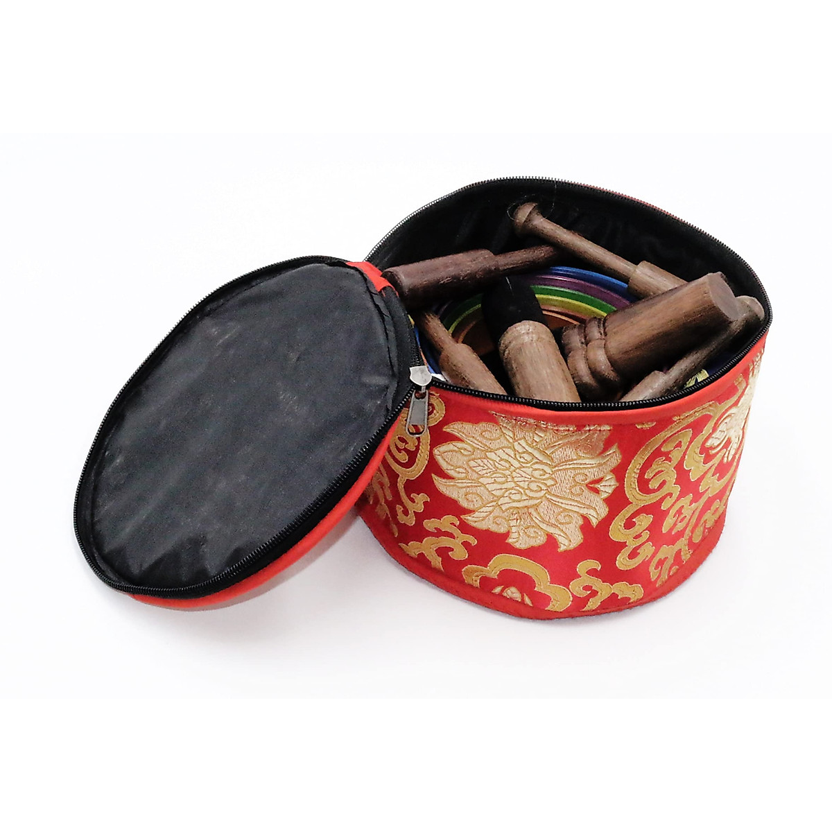 Tibetan Singing Bowls Set of 7 High Sided Colored with Carry Box | Bells for Meditation and Yoga | Sound Therapy Instruments for Relaxation | Singing Bowls Chakra Healing for Spiritual and Mental Calm