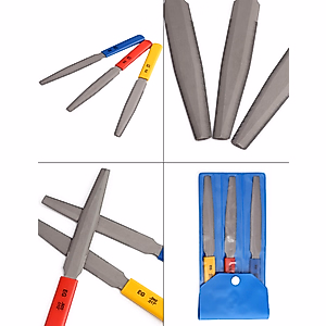 Holmer Tapered Nut Files Double Edge Nut Slotting Files Set Fret Crowning Files Luthier Tools for Electric Guitar Set of 3Pcs.