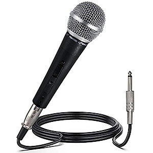 Pyle Professional Dynamic Vocal Microphone - Moving Coil Dynamic Cardioid Unidirectional Handheld Microphone with ON/OFF Switch Includes 15ft XLR Audio Cable to 1/4'' Audio Connection - PDMIC59,Black