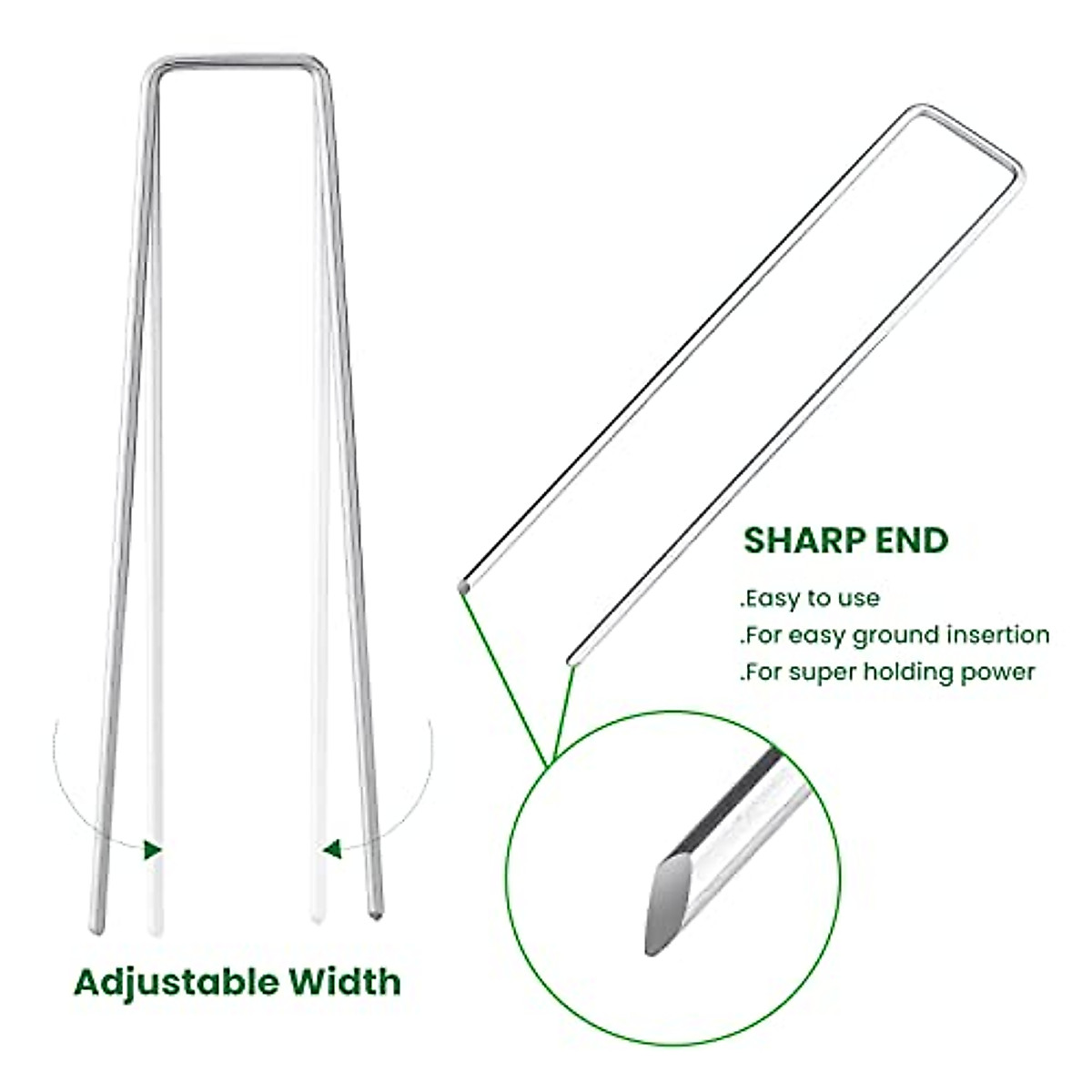 6 Inches Heavy Duty Galvanized Steel Garden Stakes Staples Securing Pegs for Securing Weed Fabric Landscape Fabric Netting Ground Sheets and Fleece, Christmas Decoration Accessories (20, Silver)