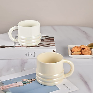 Koythin Ceramic Coffee Mug, Cute Creative Electroplating Rainbow Cup Body Design for Office and Home, 13.5 oz/400 ml for Latte Tea Milk (Yellow Retro)