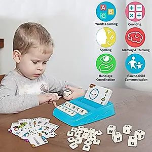 DEGIDEGI Matching Letter Games for Kids Age 3-8, 2 in 1 Spelling & Reading Educational Toys Flash Cards Number & Color Recognition Preschool Learning Sight Words Toys Birthday Gift for Toddlers