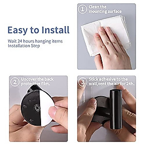 TOPHOME Bathroom Towel Hooks Stainless Steel Wall Hook Adhesive Hooks Coat/Robe Clothes Hooks for Bedroom,Kitchen,Restroom,Bathroom,Wall Mounted-2pcs (Black)