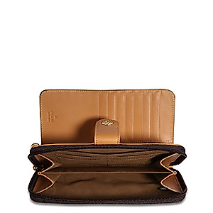 Rioni Button Fold Womens Credit Card Zipper Wallet - Signature Brown