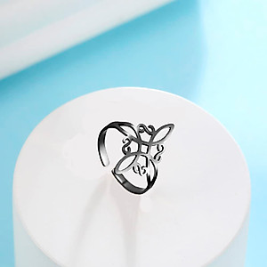 Witches Knot Ring For Women Stainless Steel Geometric Style Elegante Chic Irish Celtic Knot Adjustable Ring Witchcraft Amulet Jewelry (Black)