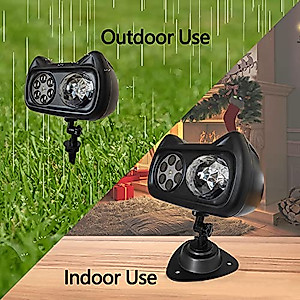 Christmas Projector Light Outddor Halloween 2-in-1 Ocean Wave 10 Colors LED Light with 16 Moving Film Slide Patterns, PULIVIA 2022 Upgraded Waterproof Light Projection for Xmas New Year Theme Party