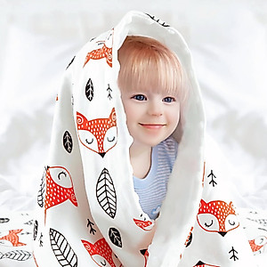 Baby Blanket with Fox Pattern, Double Layered with Dotted Backing, Suitable for Boys, Girls, and Unisex, Perfect for Baby Cribs and Receiving as Newborn Bed Throws., 30x47 Inch, Forest Fox