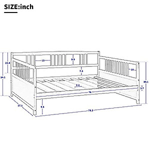 Harper & Bright Designs Full Daybed Frame, Solid Wood Daybed Frame,No Box Spring Needed, White Daybed