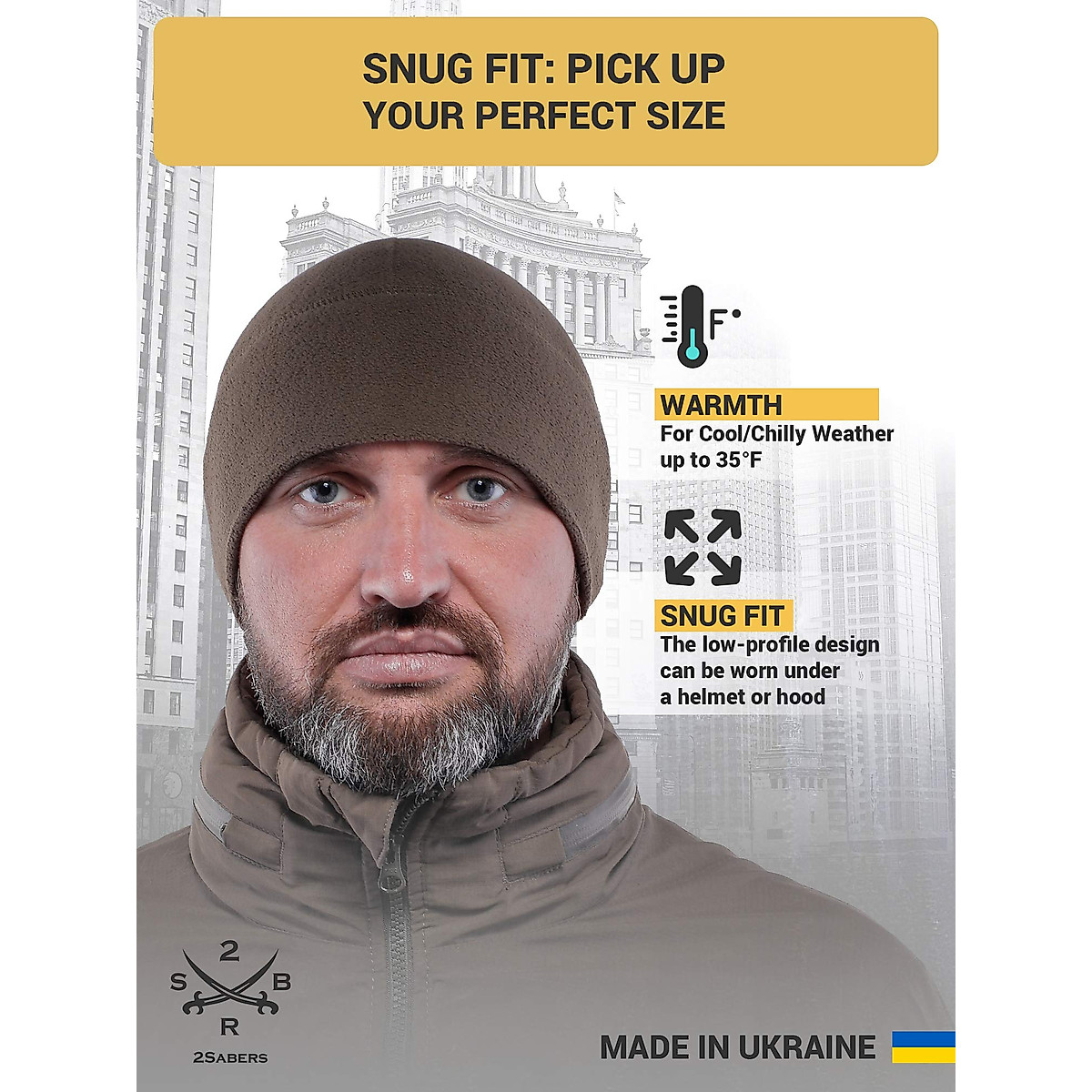 2SBR 2SABERS Warm Lightweight 170 Fleece Watch Cap - Men Women - Army Skull Beanie Hat