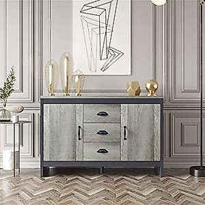 SEASD 5 Sideboard, Chest of Drawers, Storage Cabinet with 3 Storage Drawers and 2 Dining Room Doors, Kitchen