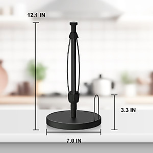 NAMSAFUI Paper Towel Holder, Standing Countertop Paper Holder for Kitchen, Ratchet System and Suction Cup Equipped, One-Handed Paper Towel Holder Stainless Steel, Holds All Roll Sizes