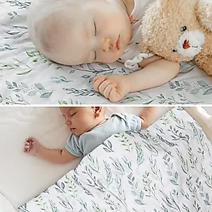 DILIMI Car Seat Covers for Babies, Peekaboo Opening Infant Car Seat Canopy for Baby Boys Girls, 2 in 1 Mom Nursing Breastfeeding Covers, Minky Warm Carseat Canopy for Newborn, Green Leaf